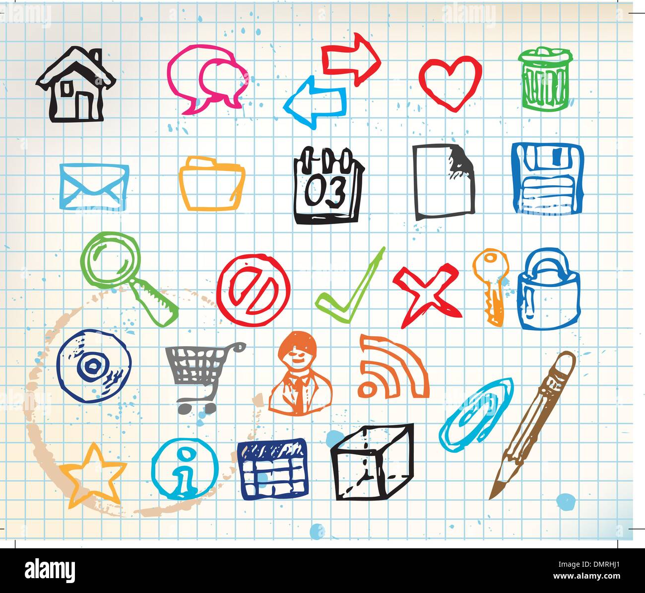 Set of colorful doodle computer icons Stock Vector Image & Art - Alamy