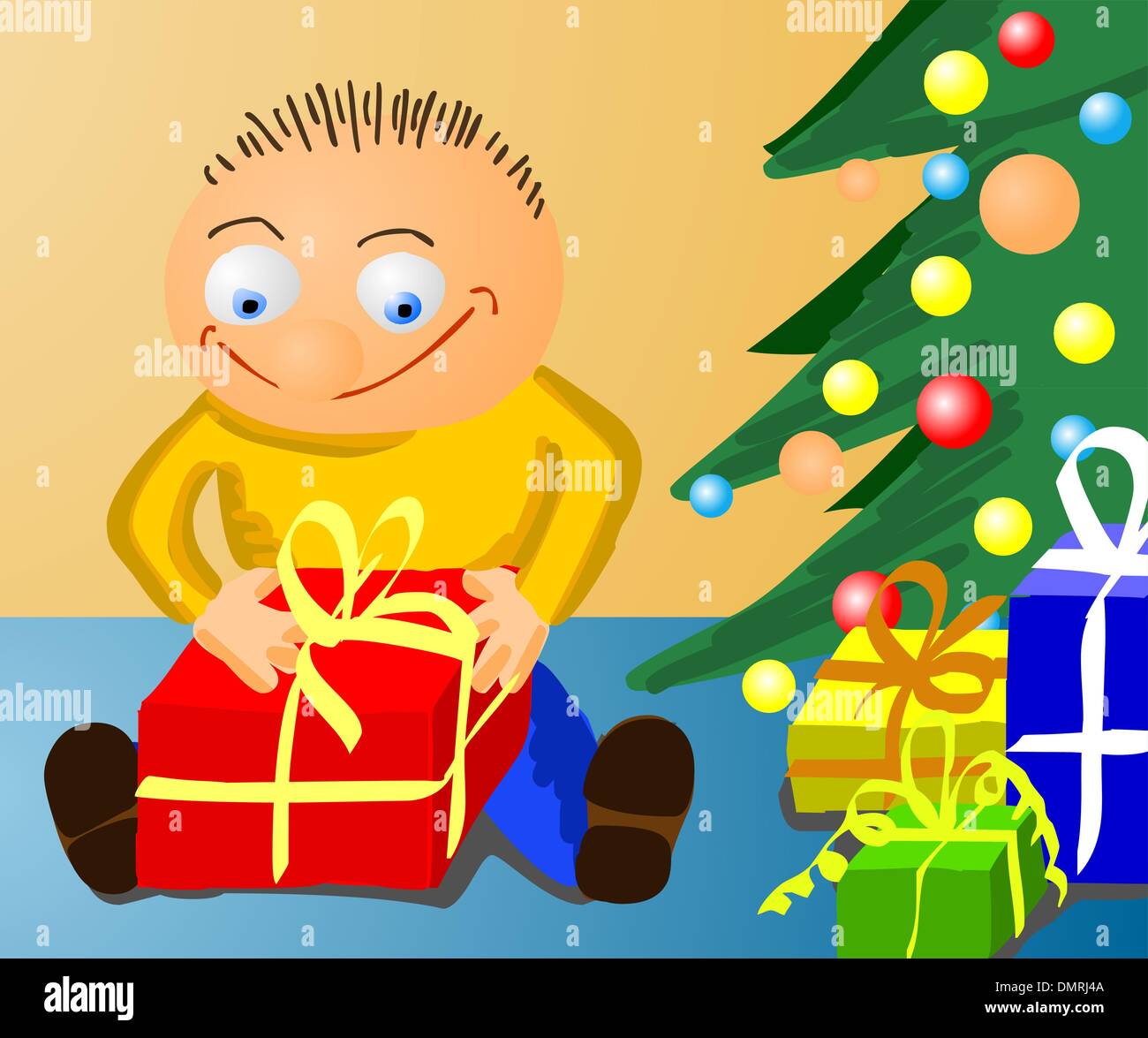 Child unpacking a present Stock Vector Image & Art - Alamy