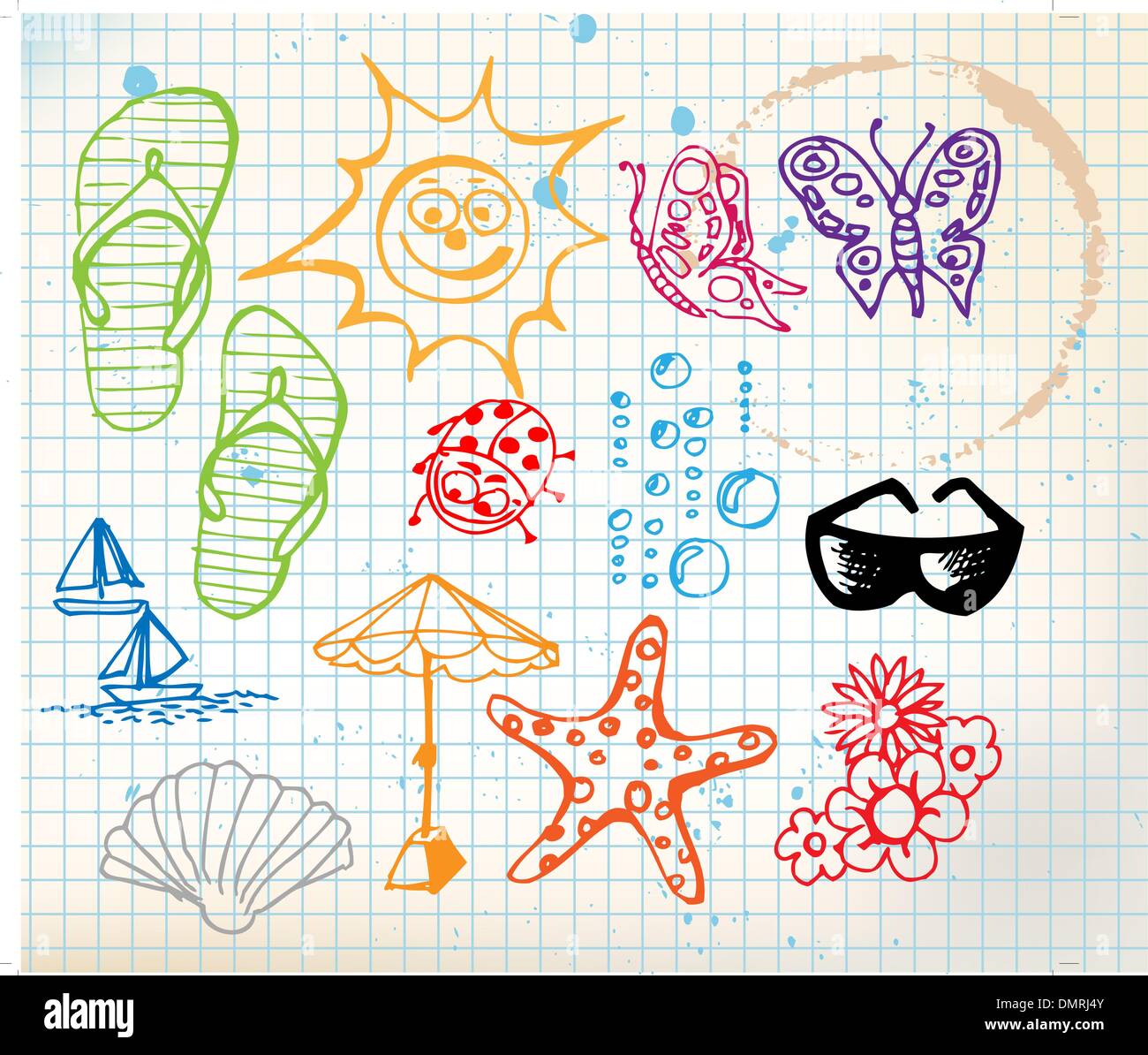 Summer beach doodle art Stock Vector Images - Alamy