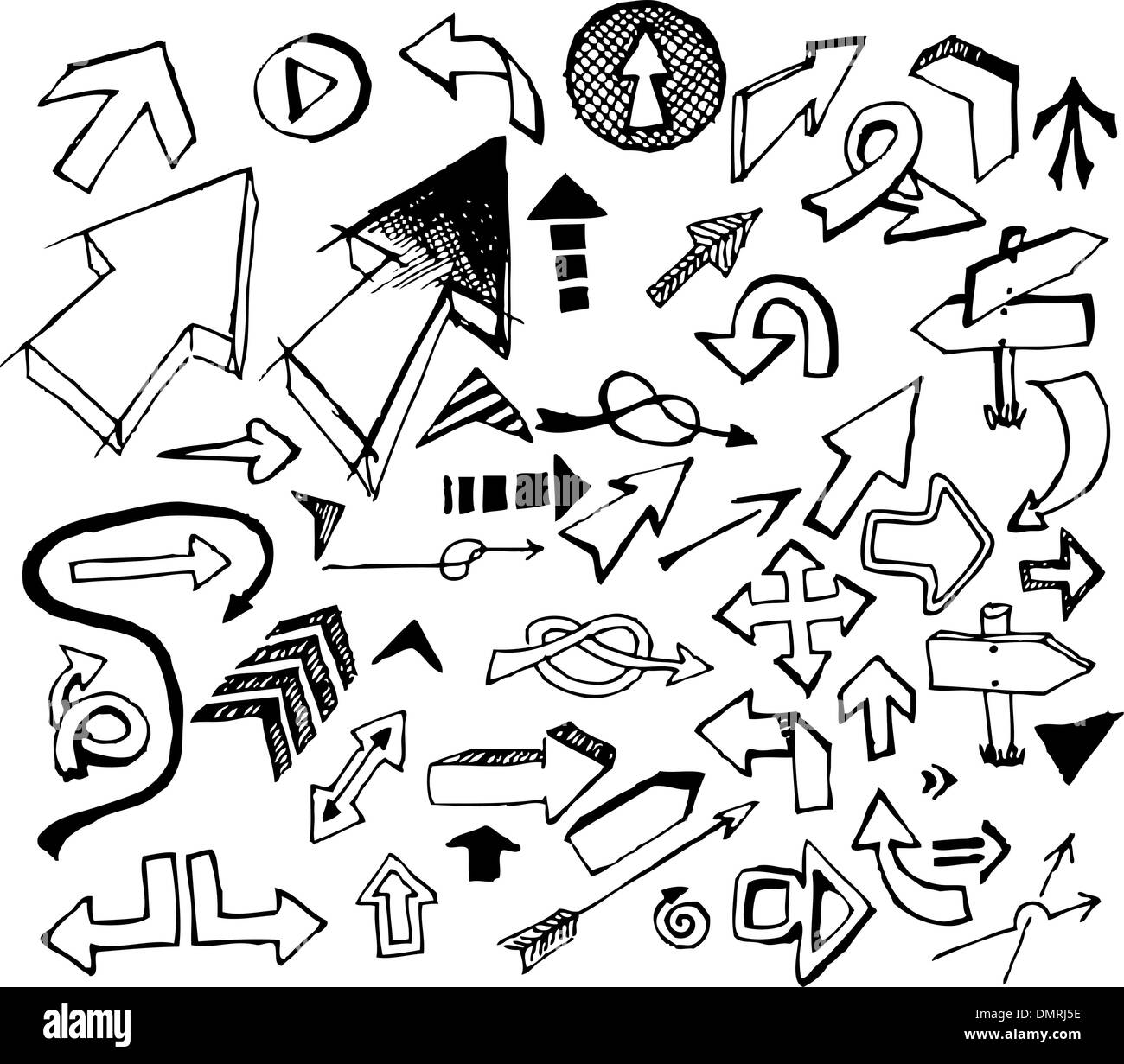 Big set of various black doodle arrows Stock Vector Image & Art - Alamy