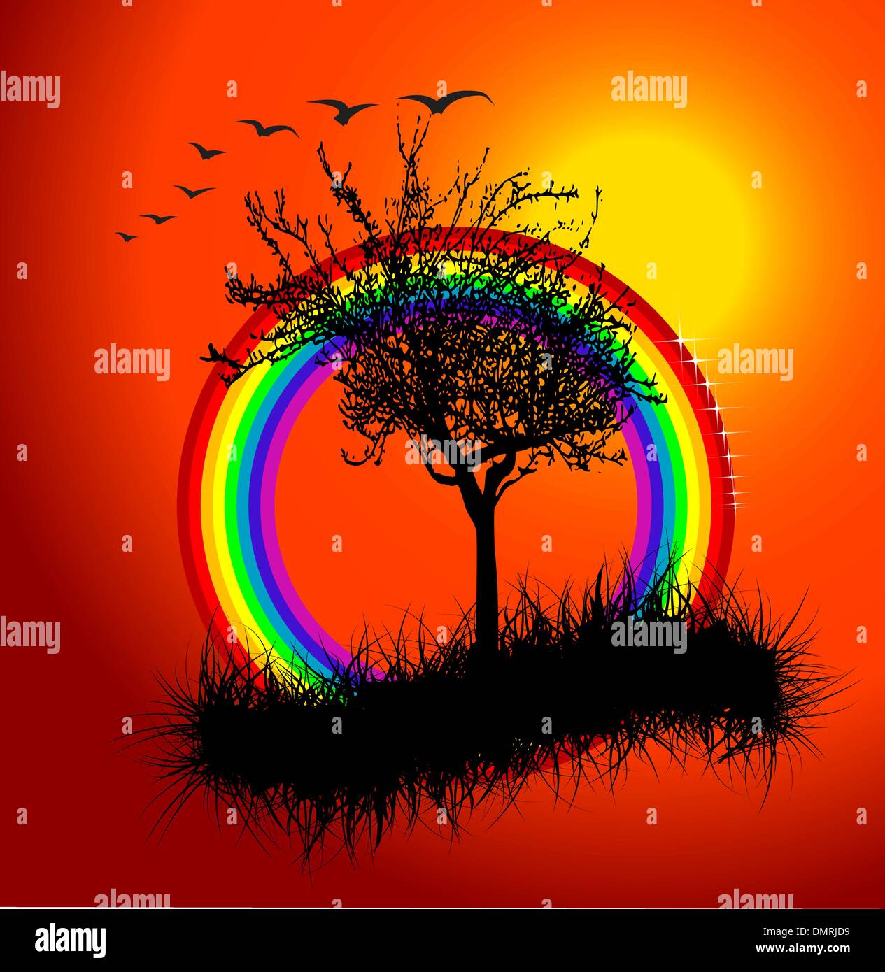 Rainbow sunset beautiful background Stock Vector Images - Alamy