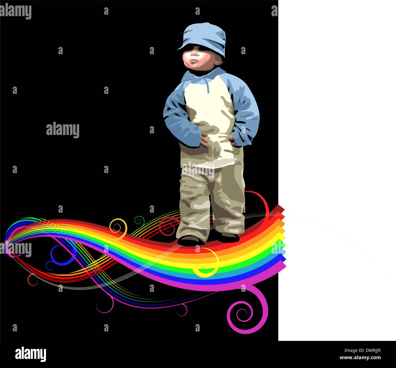 Small girl on the rainbow Stock Vector Image & Art - Alamy