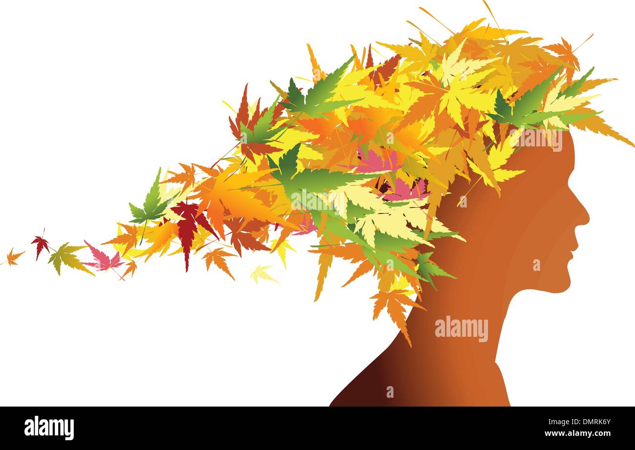Autumn floral girl silhouette Stock Vector Image & Art - Alamy