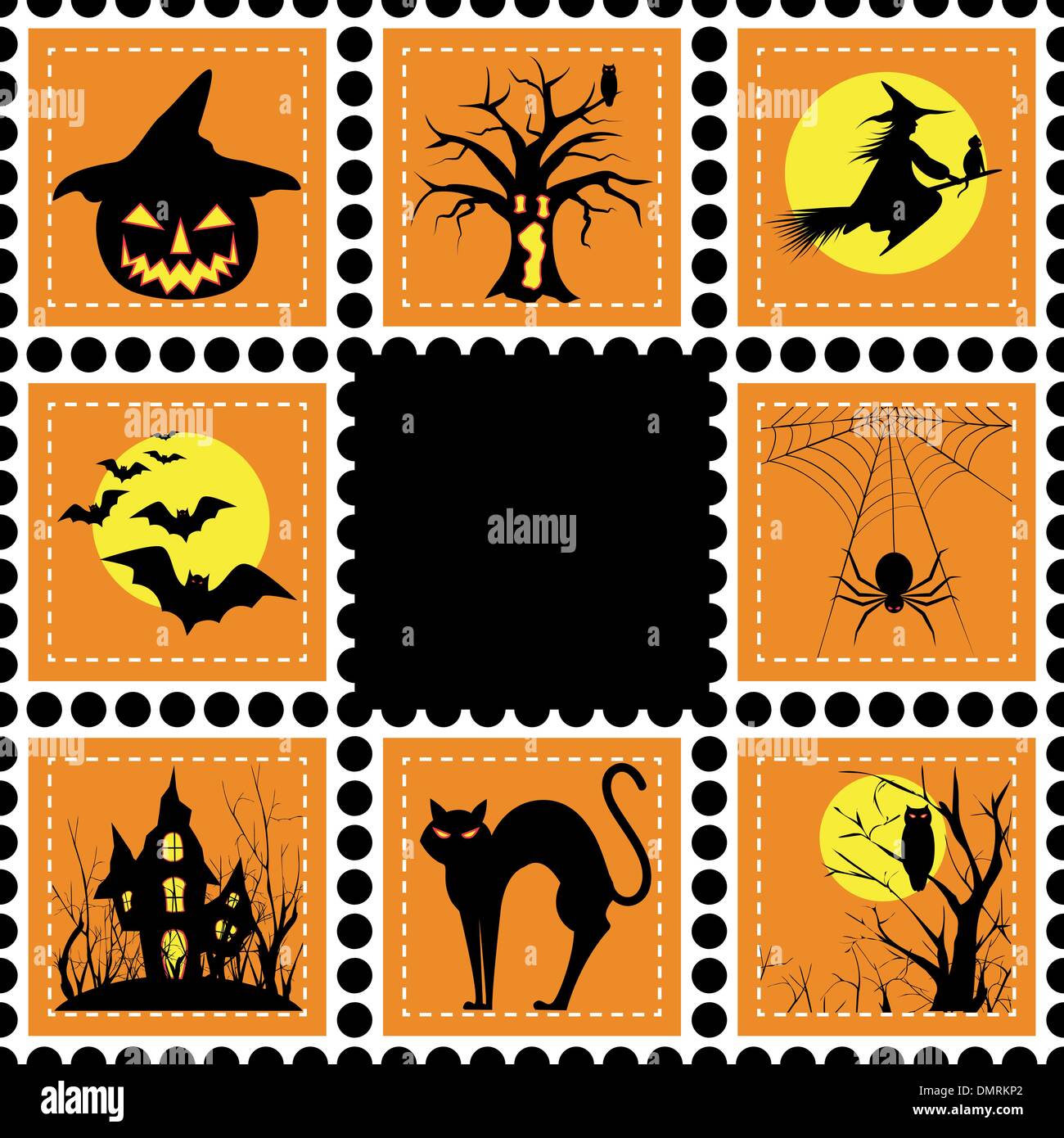 Halloween illustration set of stamp Stock Vector Image & Art - Alamy