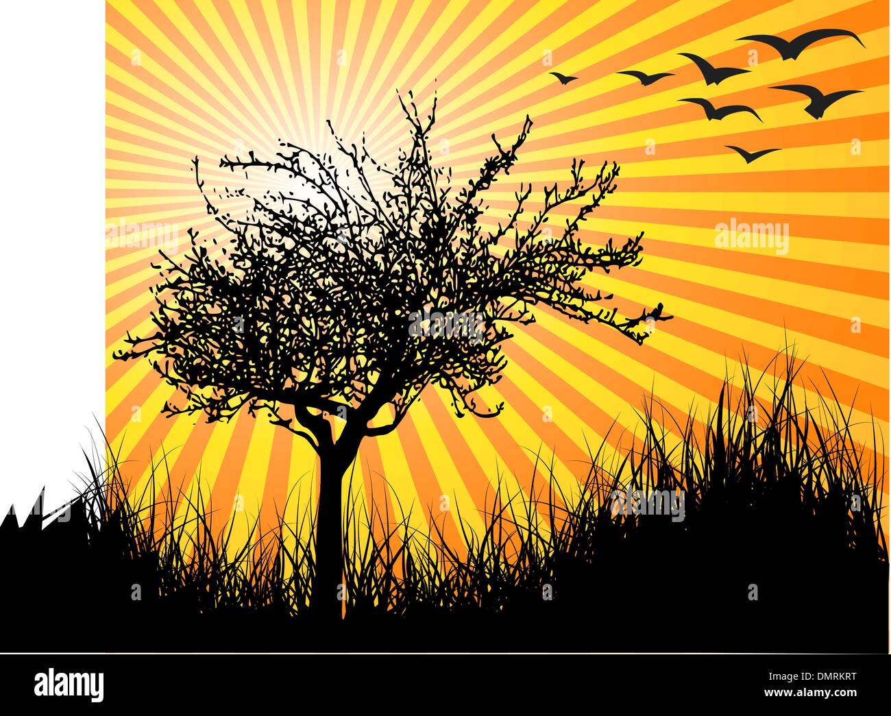 Vector tree with sunset Stock Vector Image & Art - Alamy
