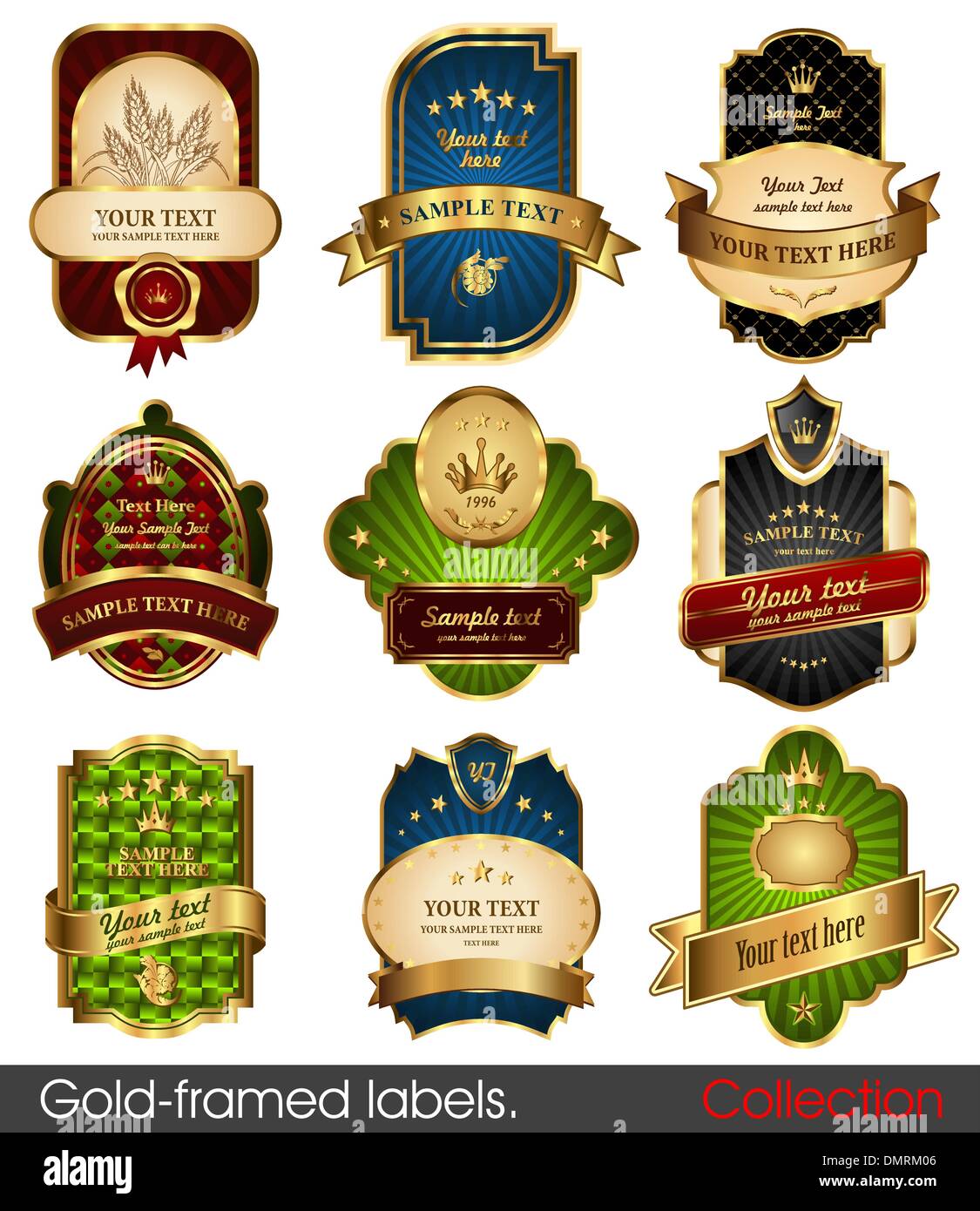 Gold labels Stock Vector Images - Alamy