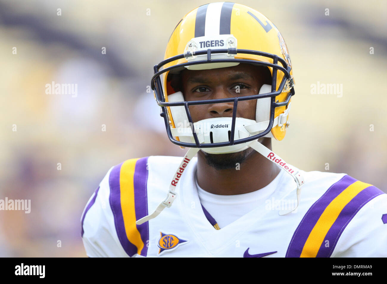 LSU quarterback Russell Shepard (10) during pregame. The LSU Tigers ...