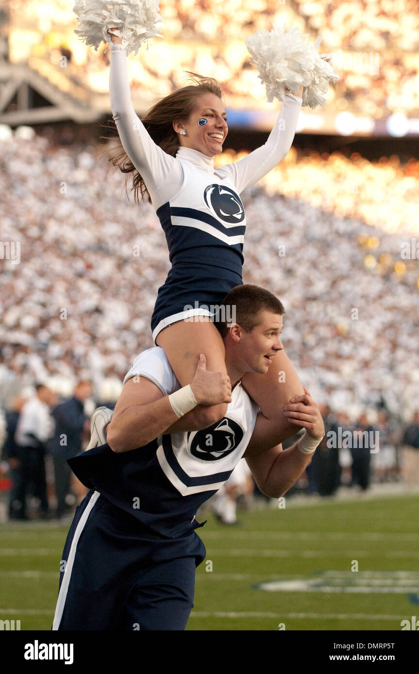 Penn State Nittany Lions cheerleaders celebrate a touchdown during a ...
