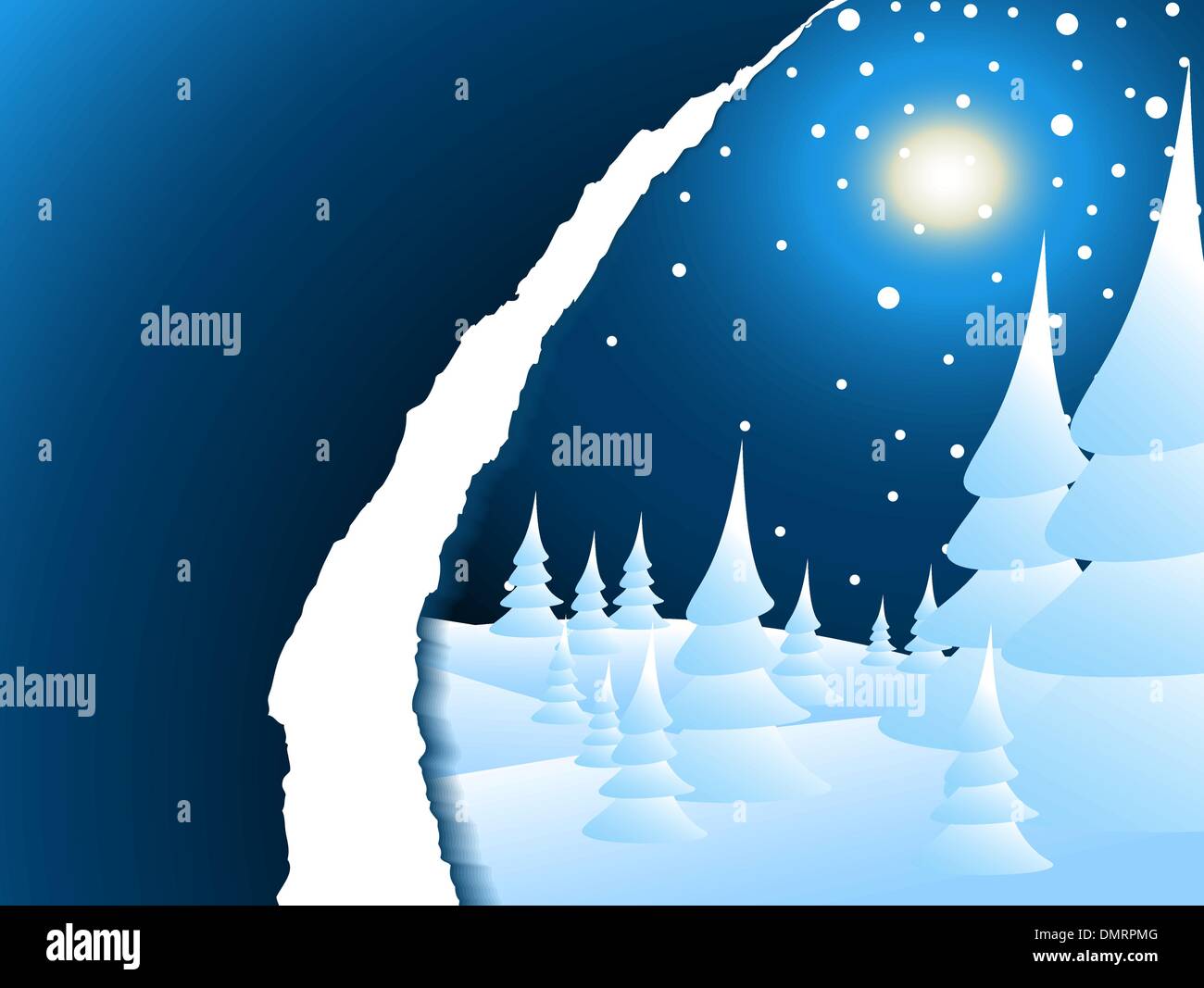 Snowy winter night landscape Stock Vector Image & Art - Alamy