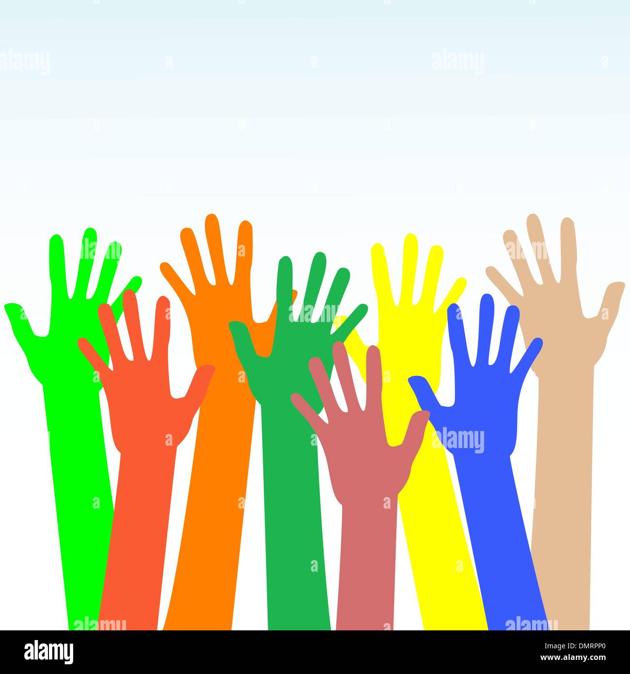 happy hands multicolored vector on blue background Stock Vector Image ...