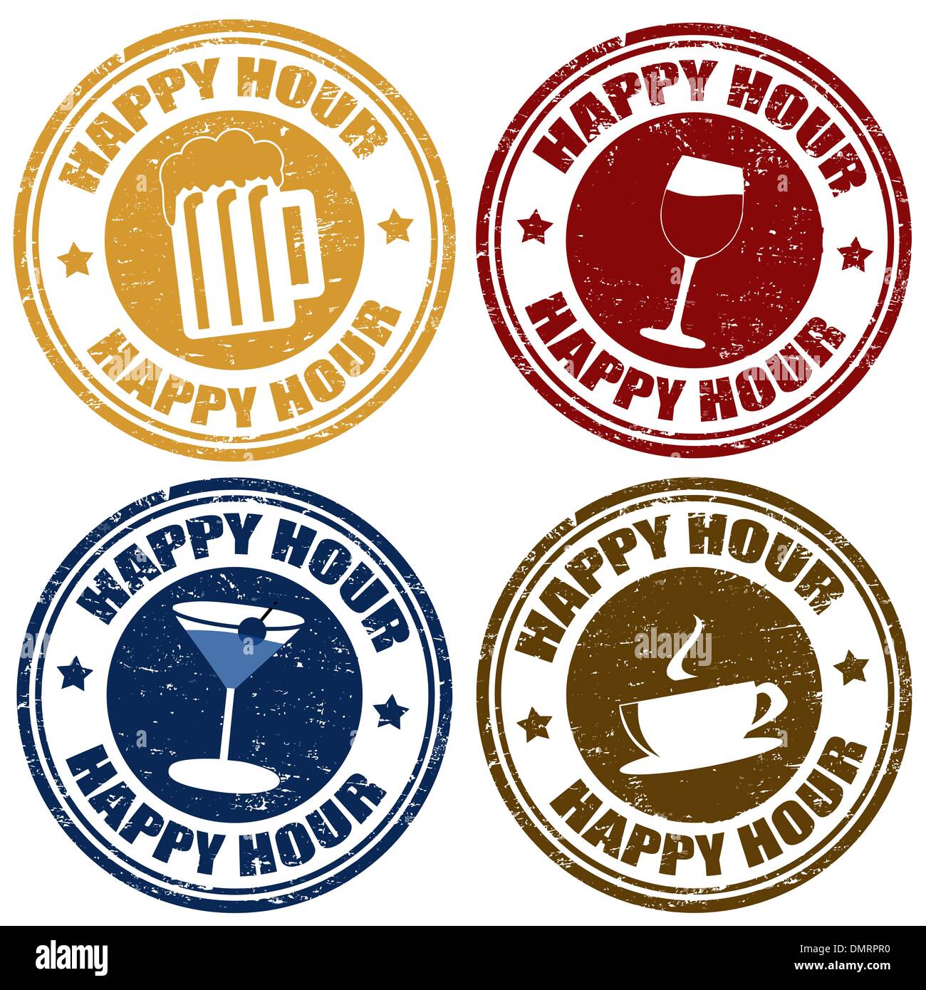 Set of happy hour stamps Stock Vector Image & Art - Alamy