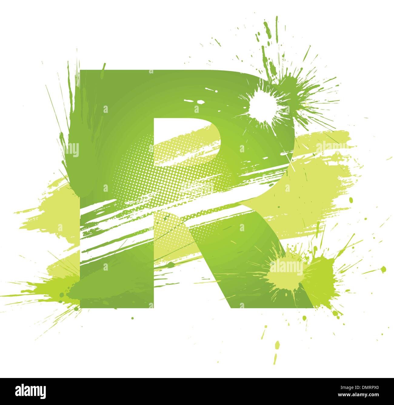 Green abstract paint splashes font. Letter R Stock Vector Image & Art ...