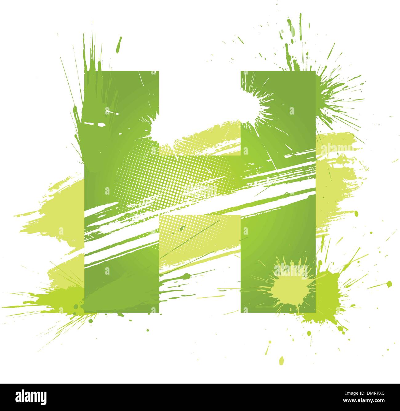 Green abstract paint splashes font. Letter H Stock Vector Image & Art ...