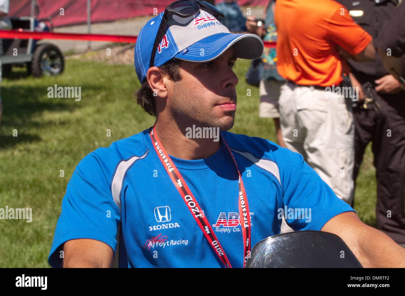 Brazilian driver Vitor Meira arrives for a fan autograph session at the ...