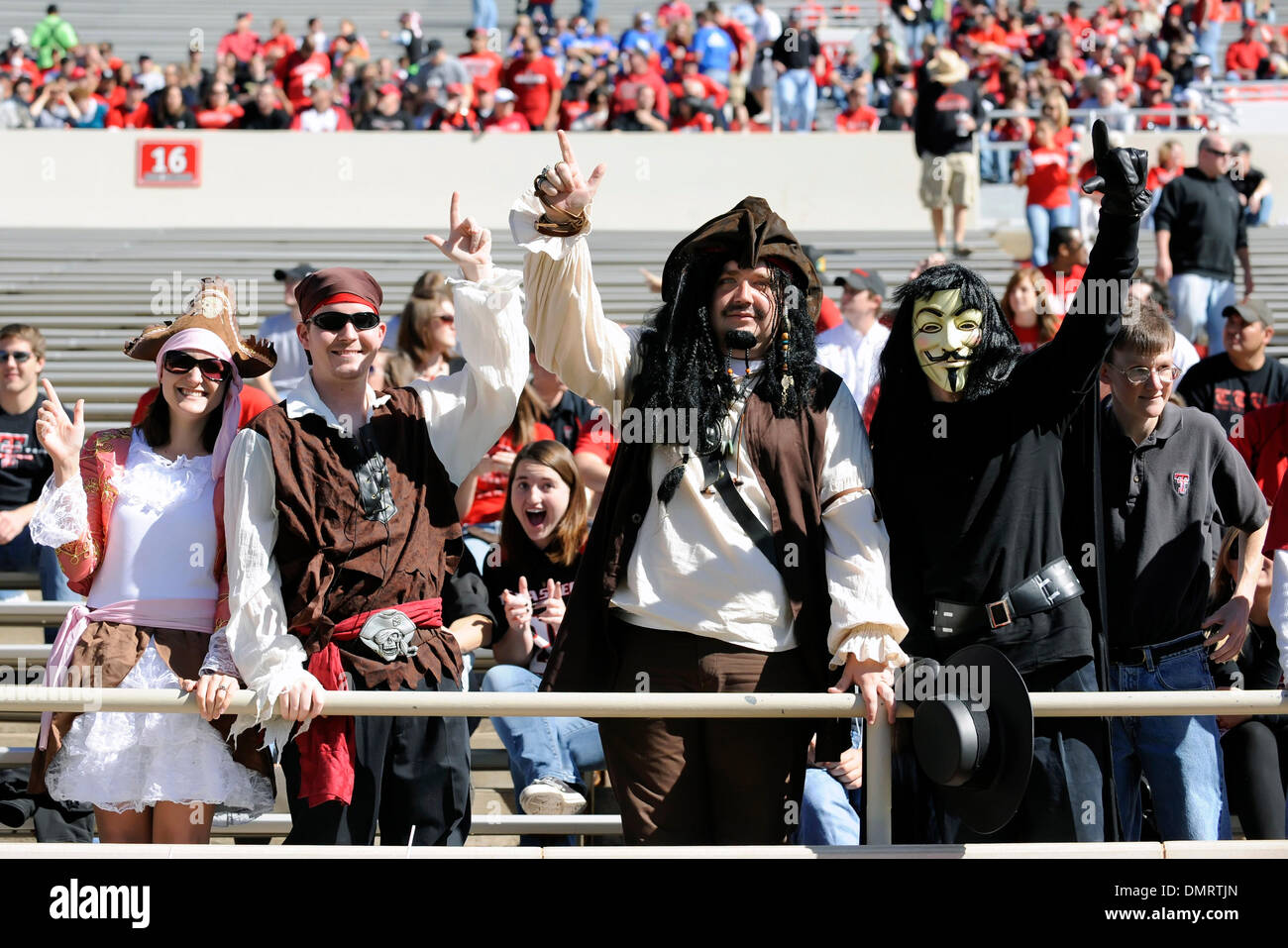 Fans dressed up for Halloween enjoying the game as the Kansas Jayhawks ...