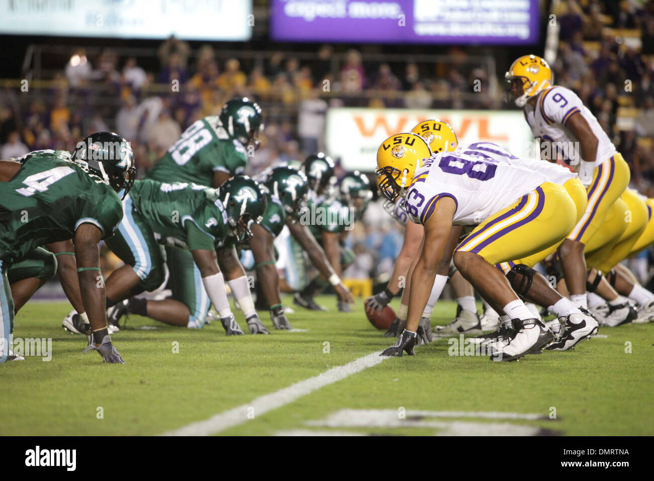 LSU and Tulane face off during the game between the Tulane Green Wave ...