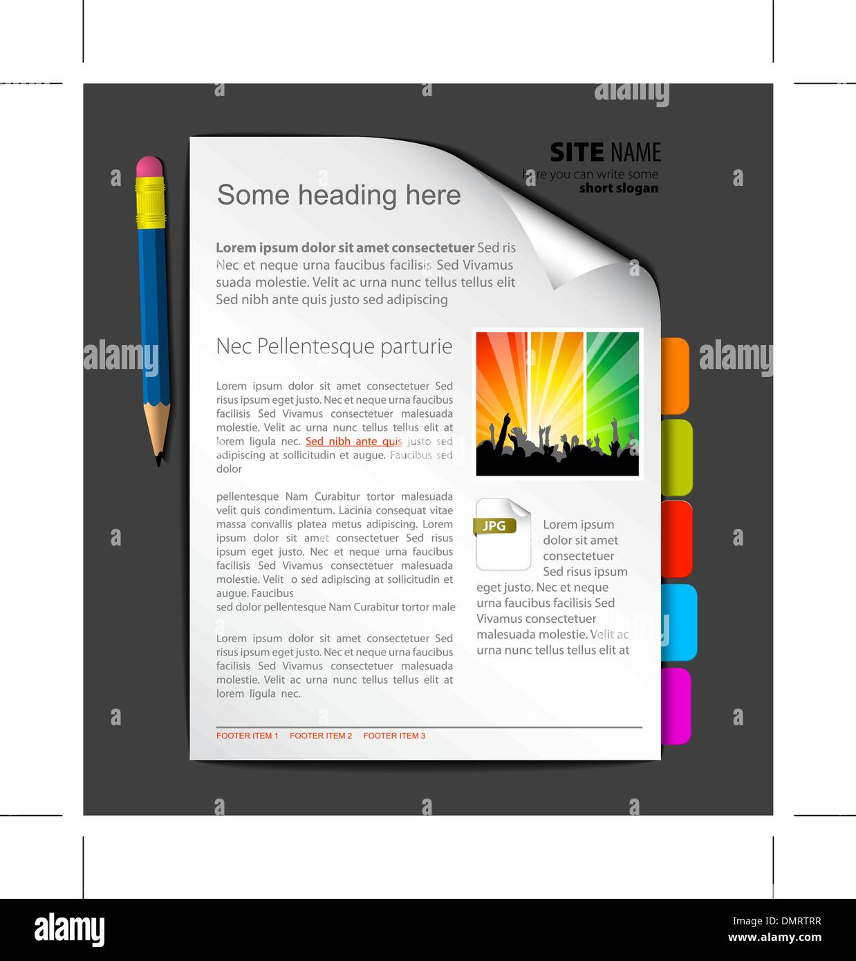 Black and white web page template Cut Out Stock Images & Pictures - Alamy