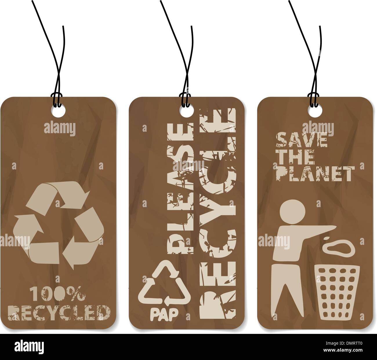 Set of three recycling grunge tags Stock Vector Image & Art - Alamy