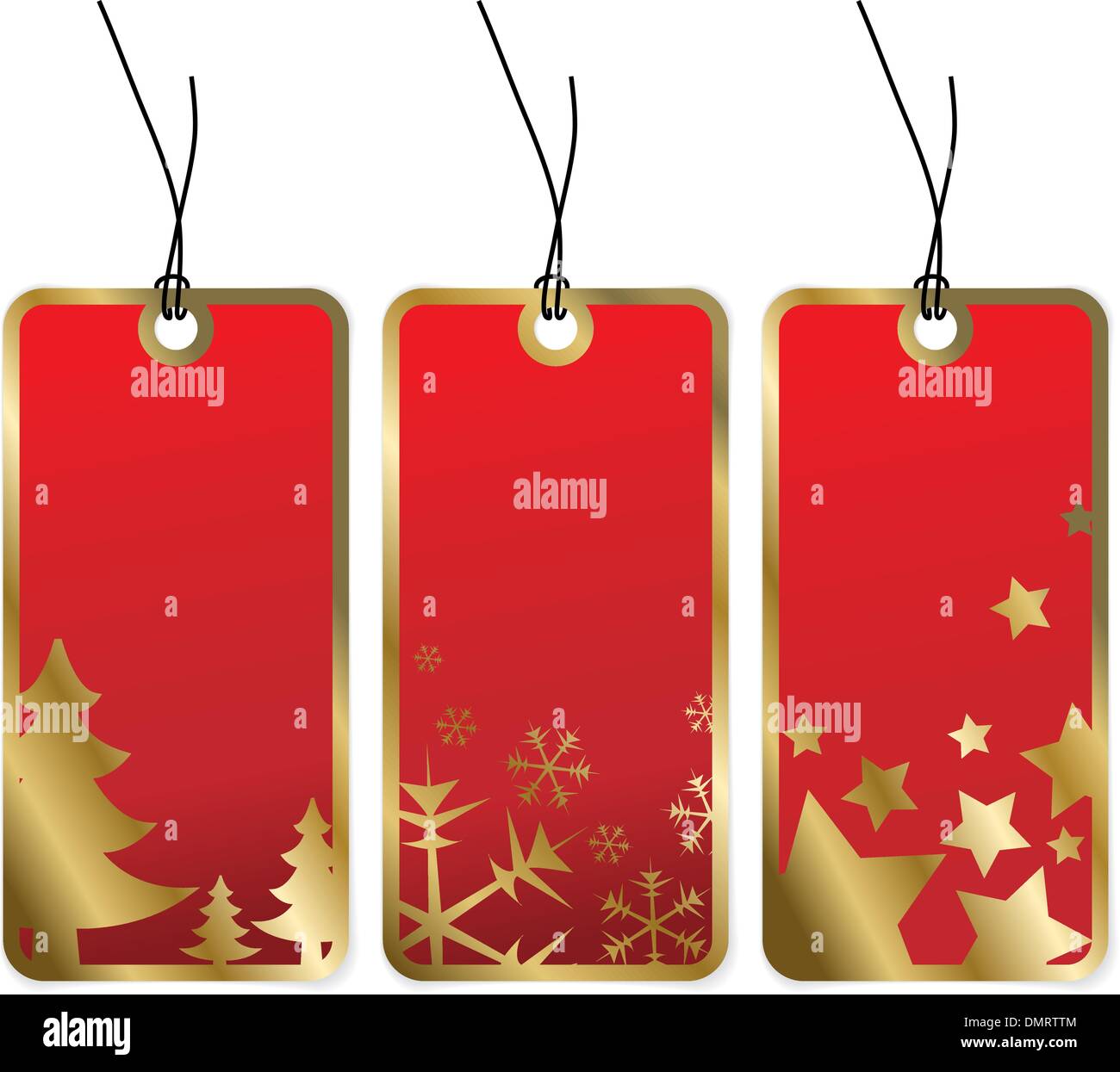 Red Christmas tags with golden borders Stock Vector Image & Art - Alamy