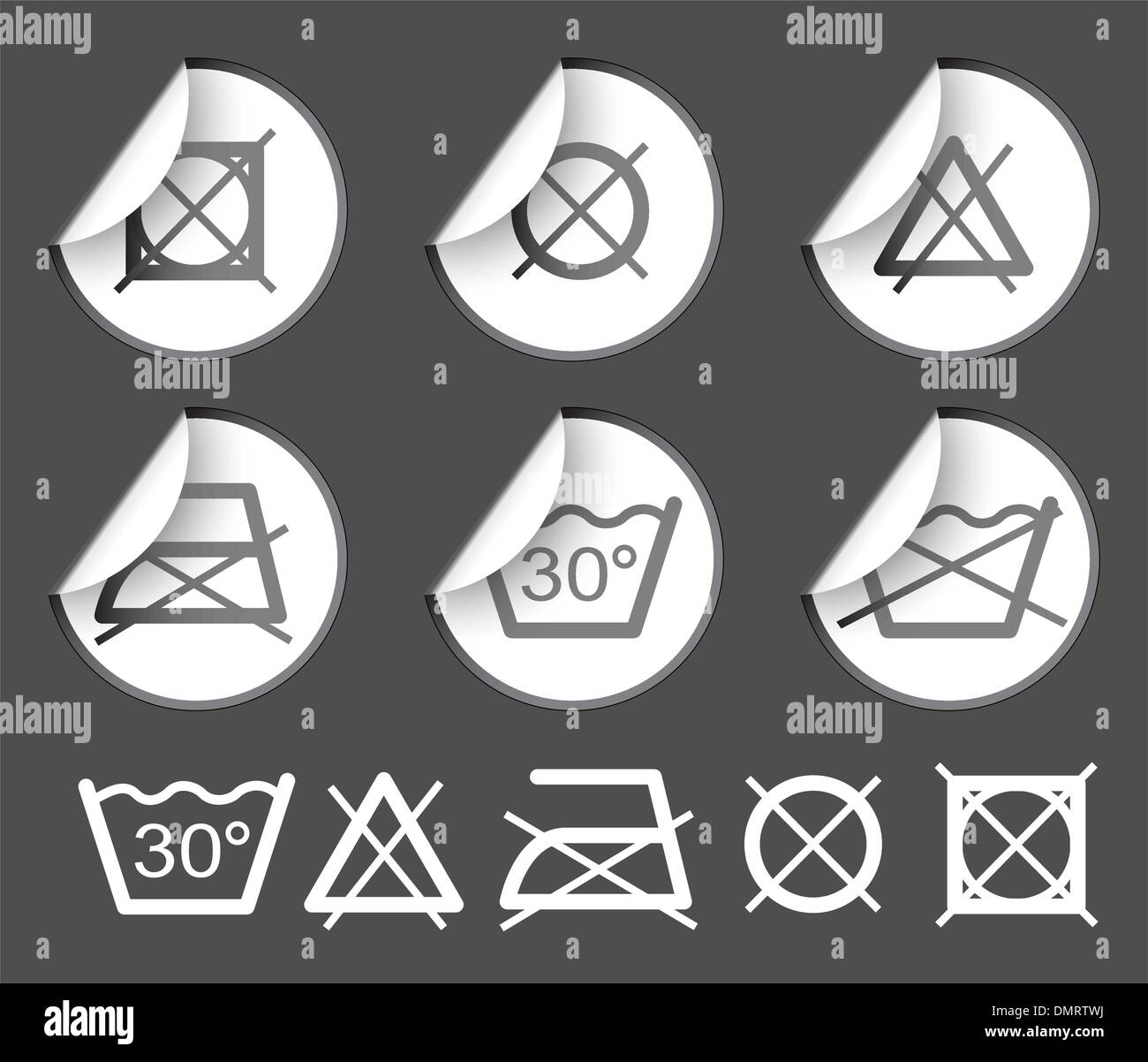 Laundry symbols set Black and White Stock Photos & Images - Alamy