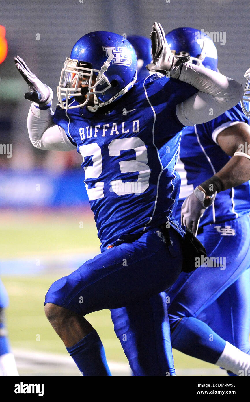 Buffalo wide receiver Alex Pierre (23) celebrates his recovery of a ...