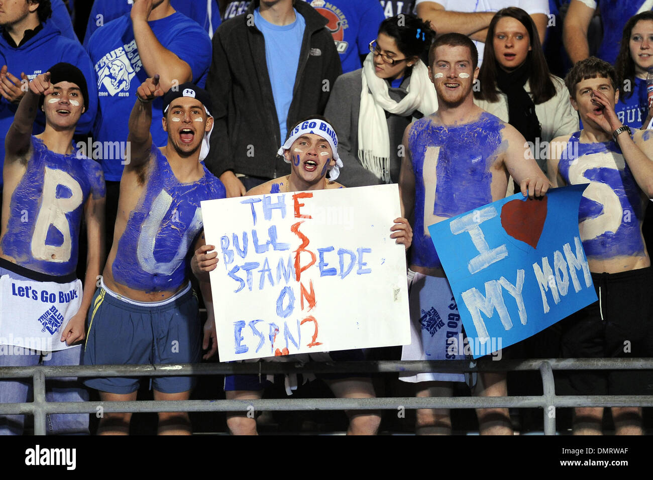 Buffalo students hold up signs for the ESPN 2 camera's at the Bulls ...