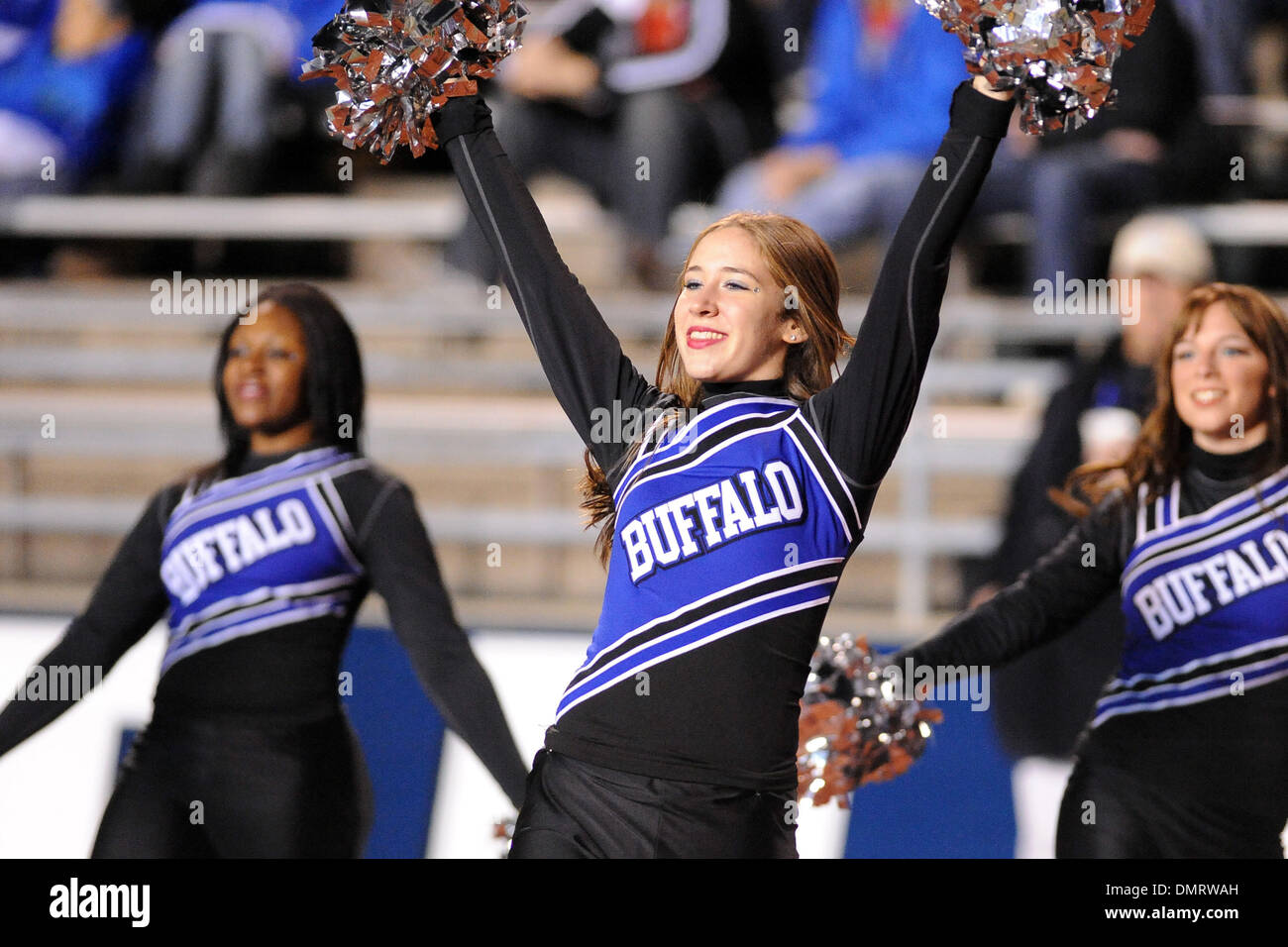 A member of the Buffalo dance team cheers on the Bulls in the first ...