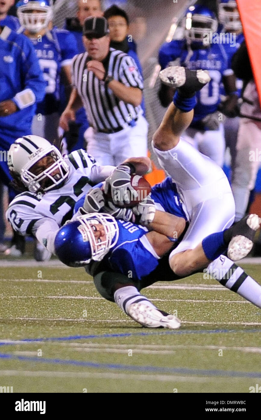 Buffalo wide receiver Brett Hamlin (88) hauls in the catch while taking ...