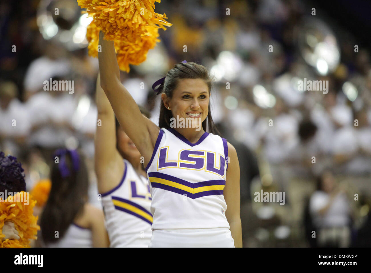 LSU cheerleaders perform for the crowd during the game between the ULM ...