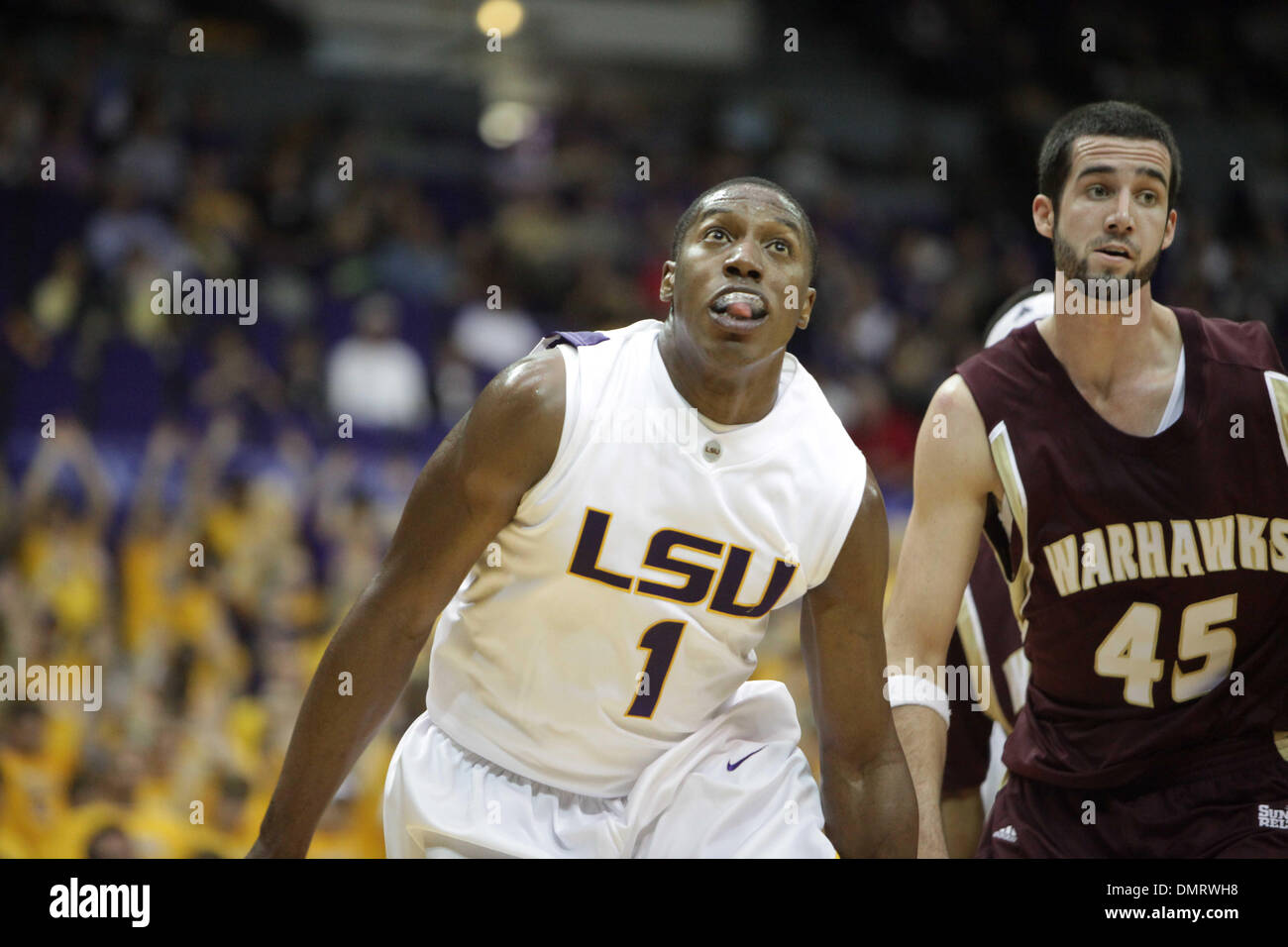LSU forward Tasmin Mitchell (1) moves in for the rebound during the ...