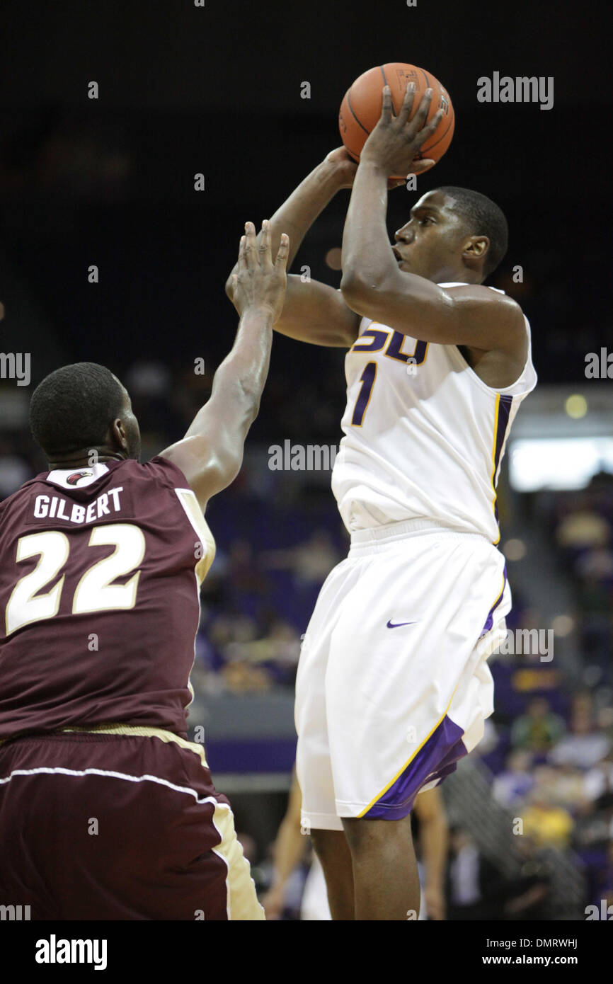 LSU forward Tasmin Mitchell (1) shoots during the game between the ULM ...