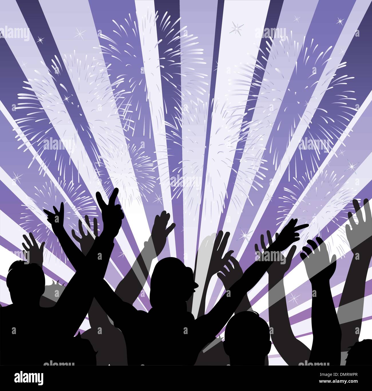 fireworks with silhouettes of happy people Stock Vector Image & Art - Alamy