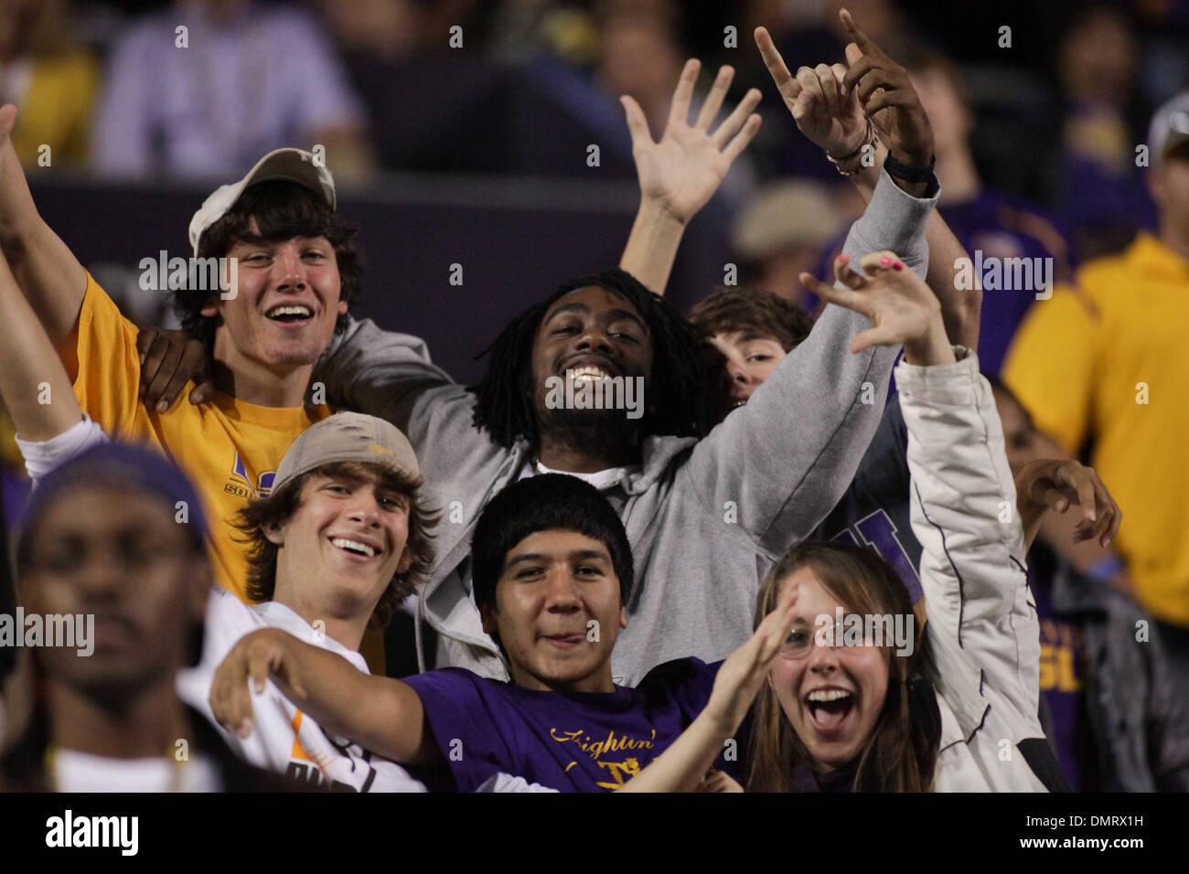 LSU fans celebrate during the game at Tiger Stadium in Baton Rouge ...