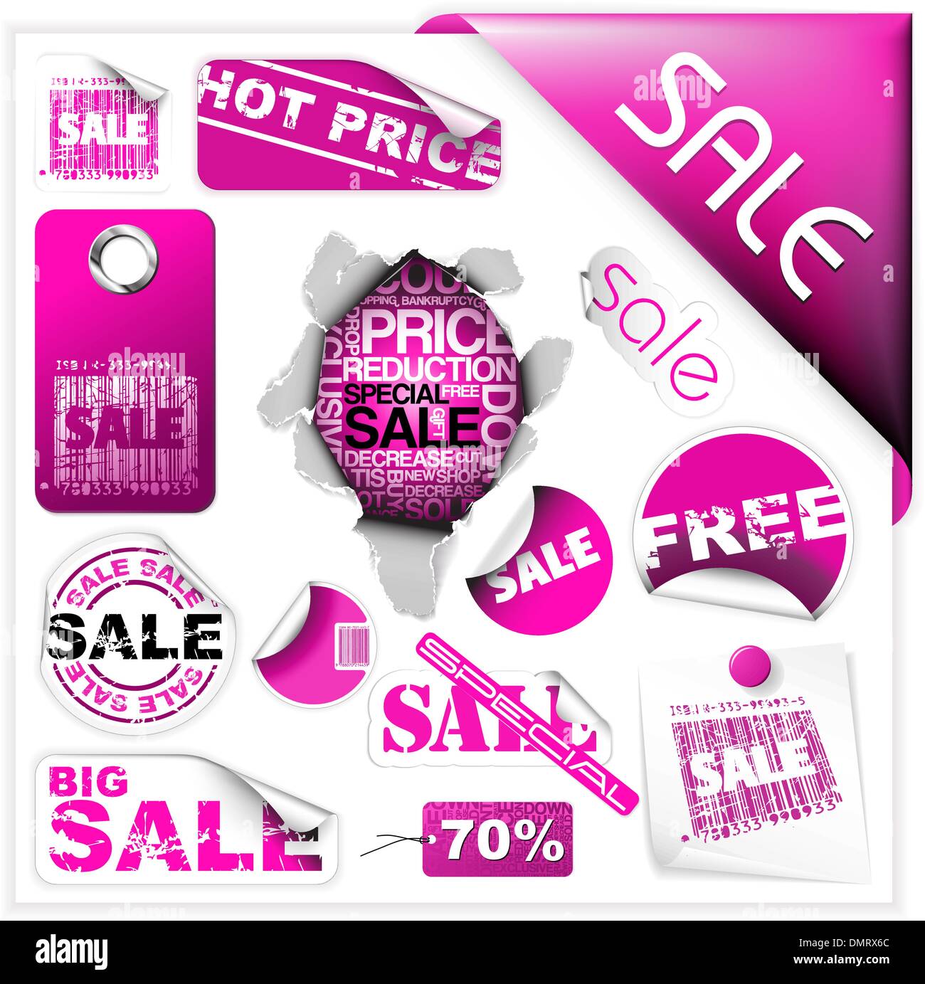 Set of pink sale tickets and labels Stock Vector Image & Art - Alamy