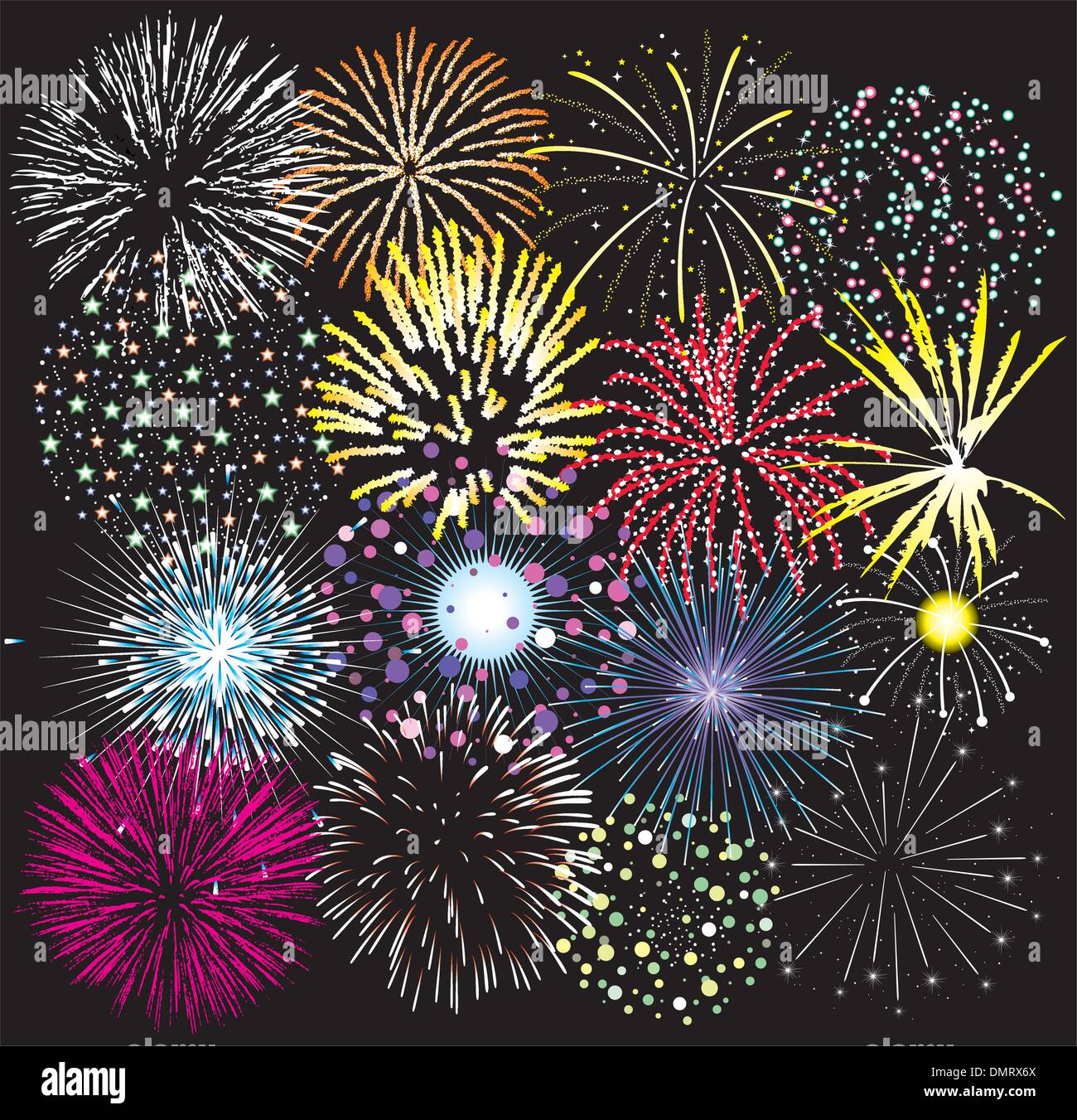 set of colorful fireworks Stock Vector Image & Art - Alamy