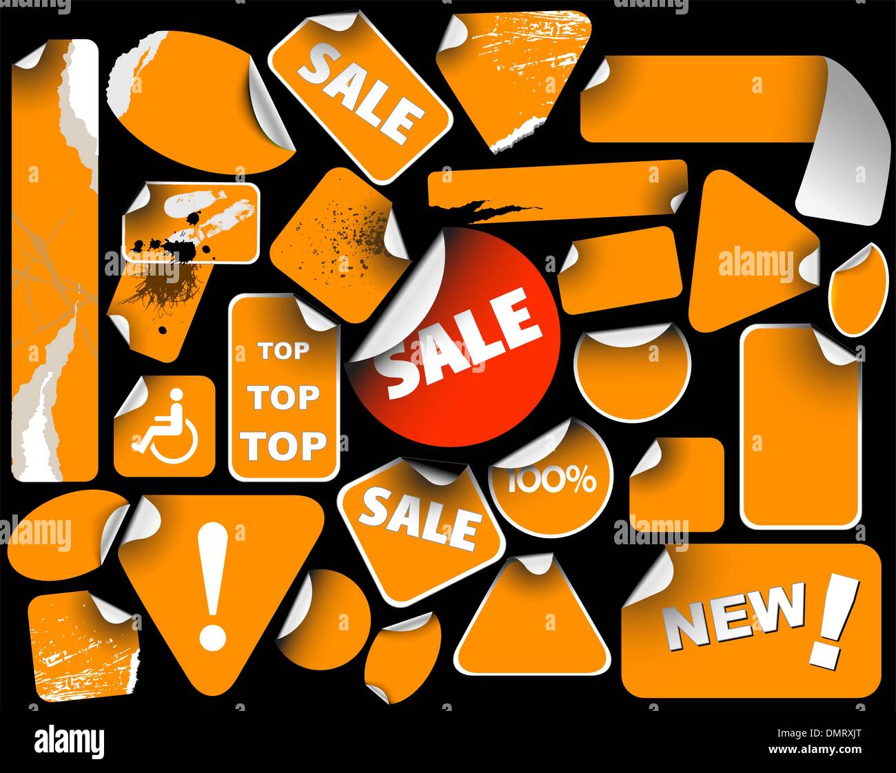 Set of orange sale labels Stock Vector Image & Art - Alamy