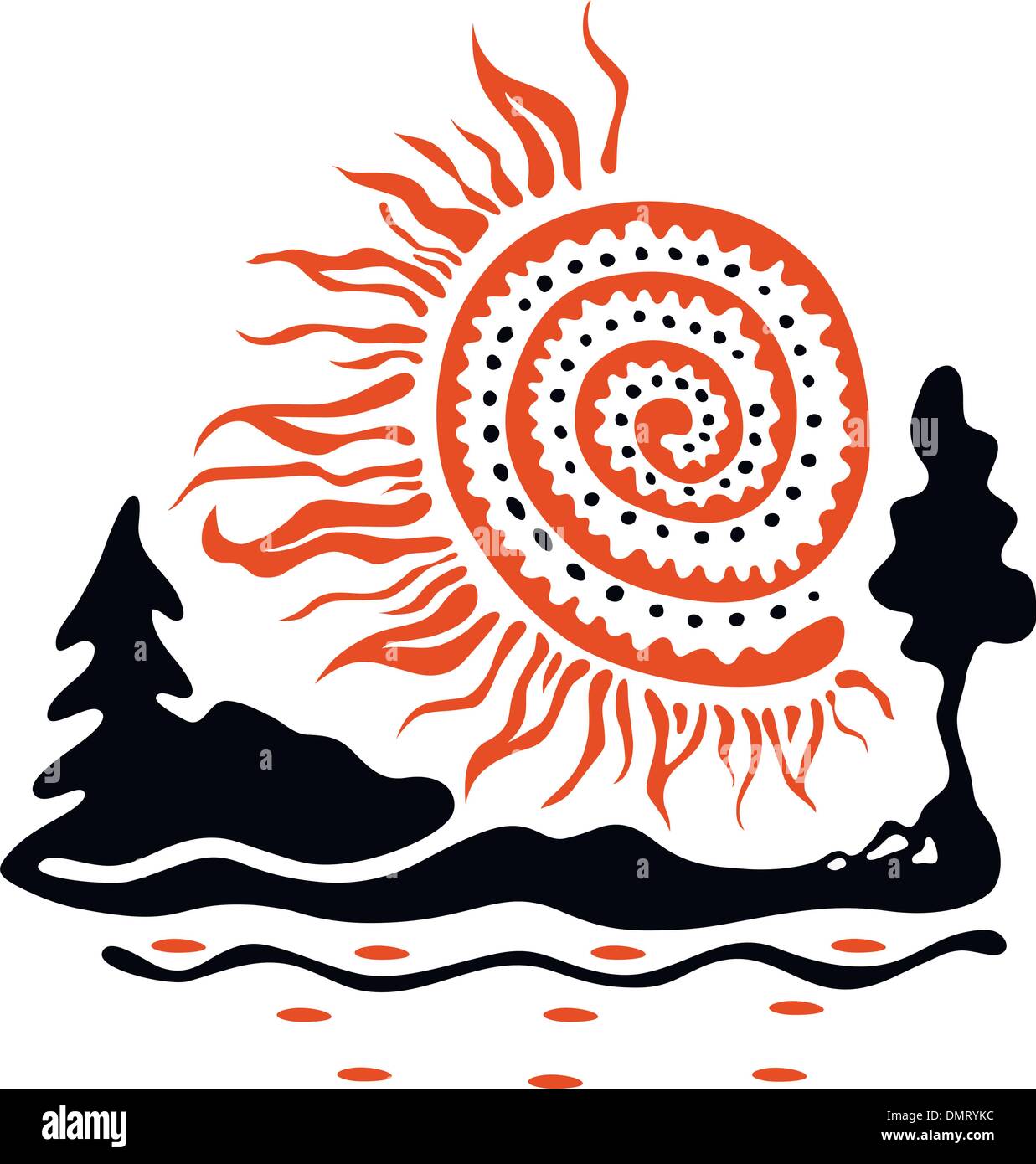 Forest sunset river Stock Vector Images - Alamy