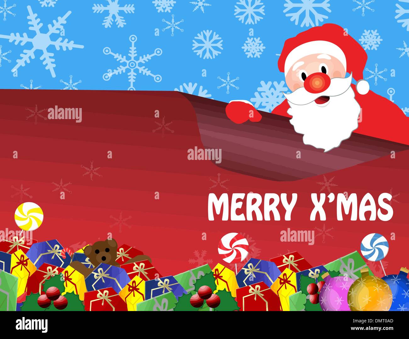 Christmas card with Santa Stock Vector Image & Art - Alamy