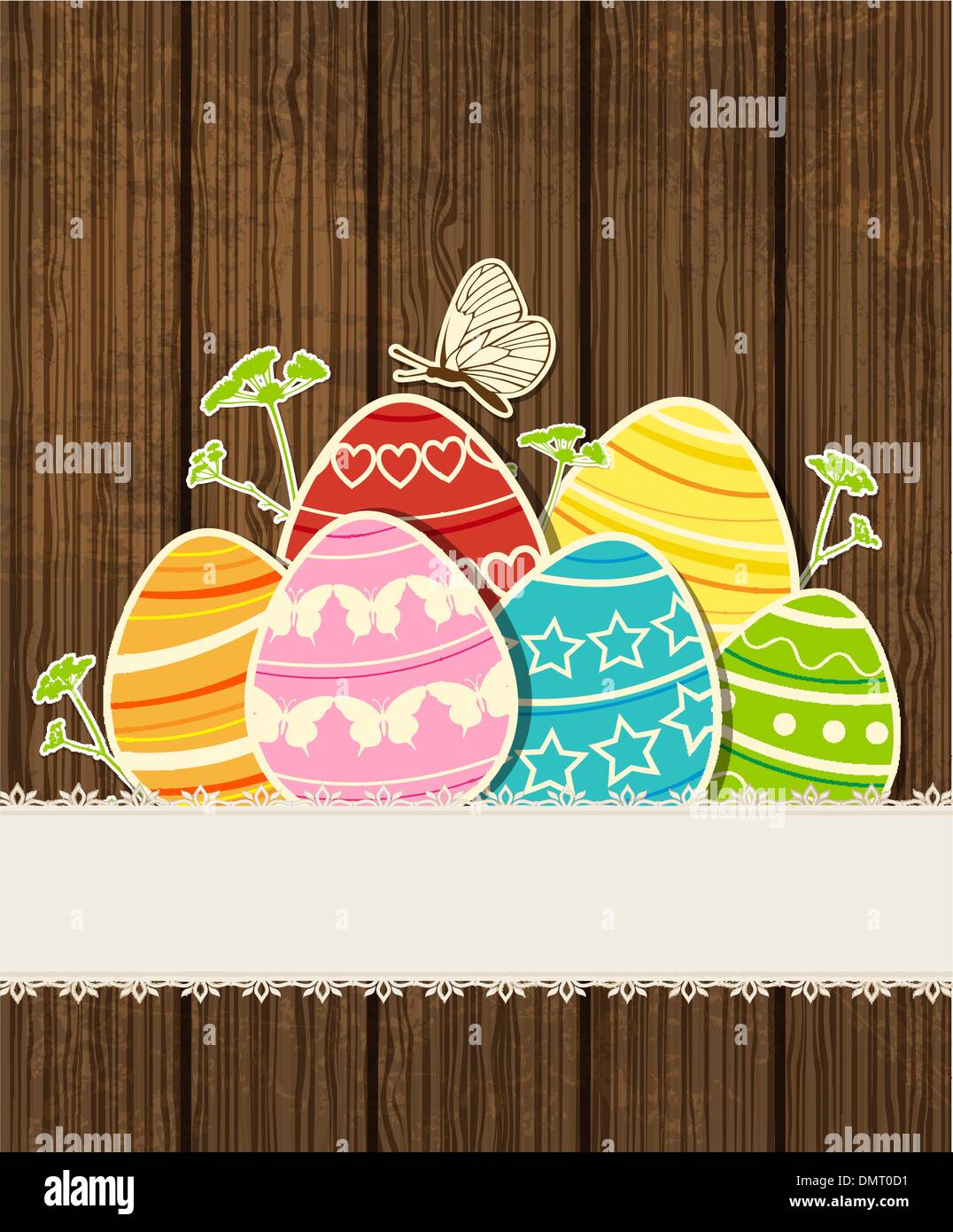 Wooden background with Easter eggs Stock Vector Image & Art - Alamy
