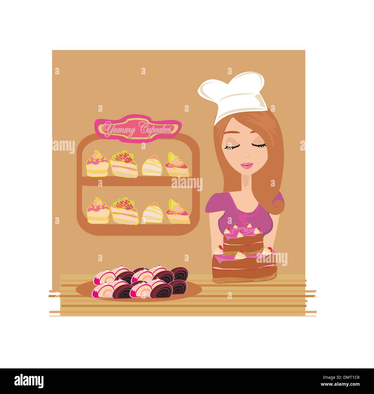 Cheerful bakery illustration Cut Out Stock Images & Pictures - Alamy