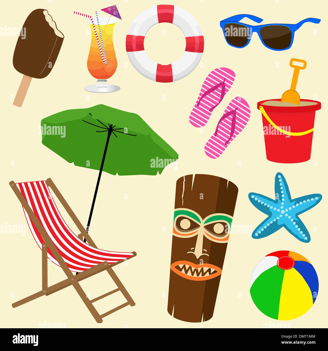 Summer beach elements set Stock Vector Images - Alamy