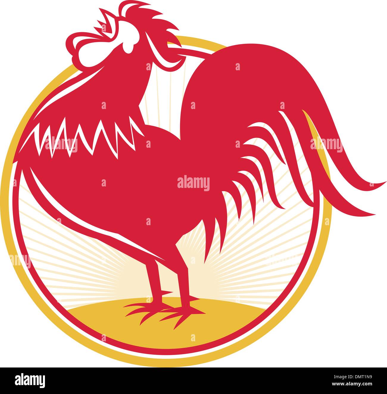 Rooster Cockerel Crowing Retro Stock Vector Image & Art - Alamy