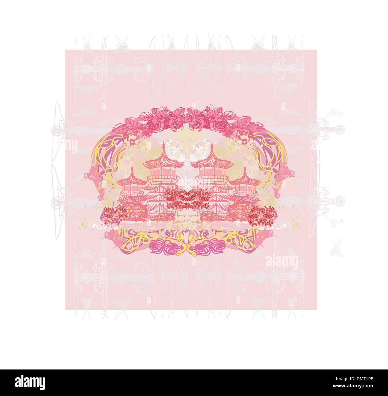 Chinese landscape - abstract ancient buildings Stock Vector Image & Art ...