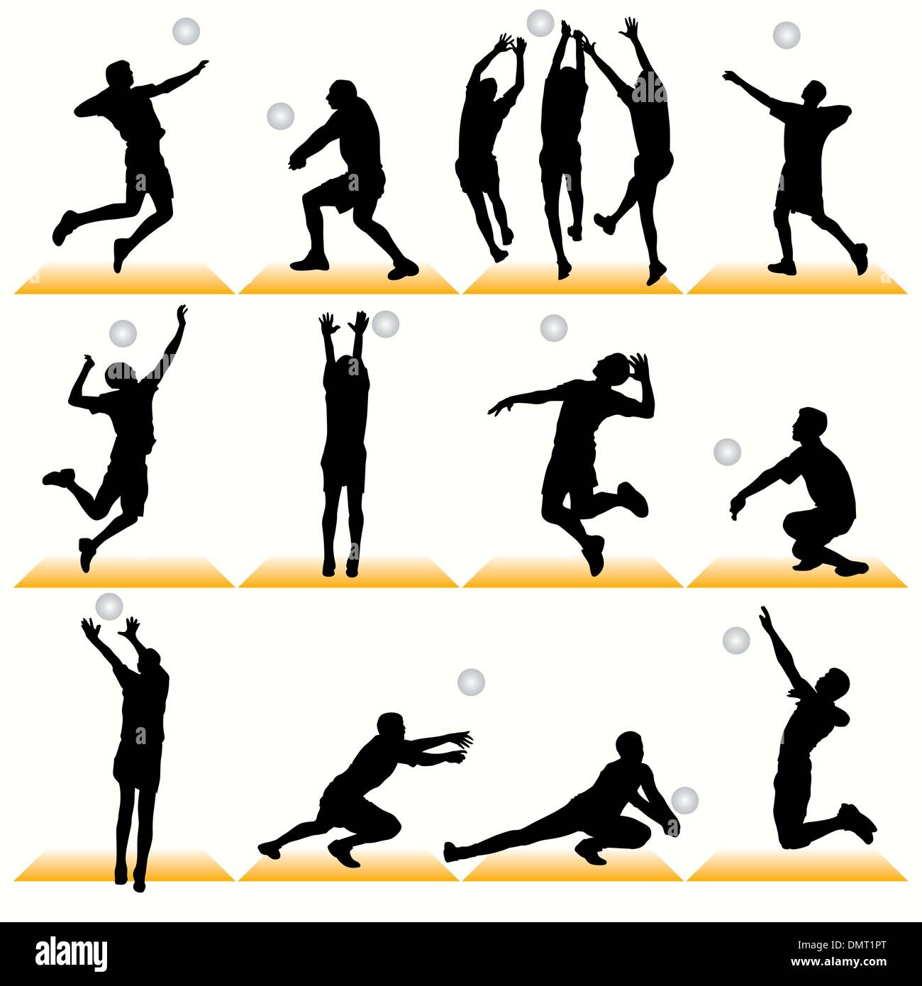 14 Volleyball Players Silhouettes Set Stock Vector Image & Art - Alamy