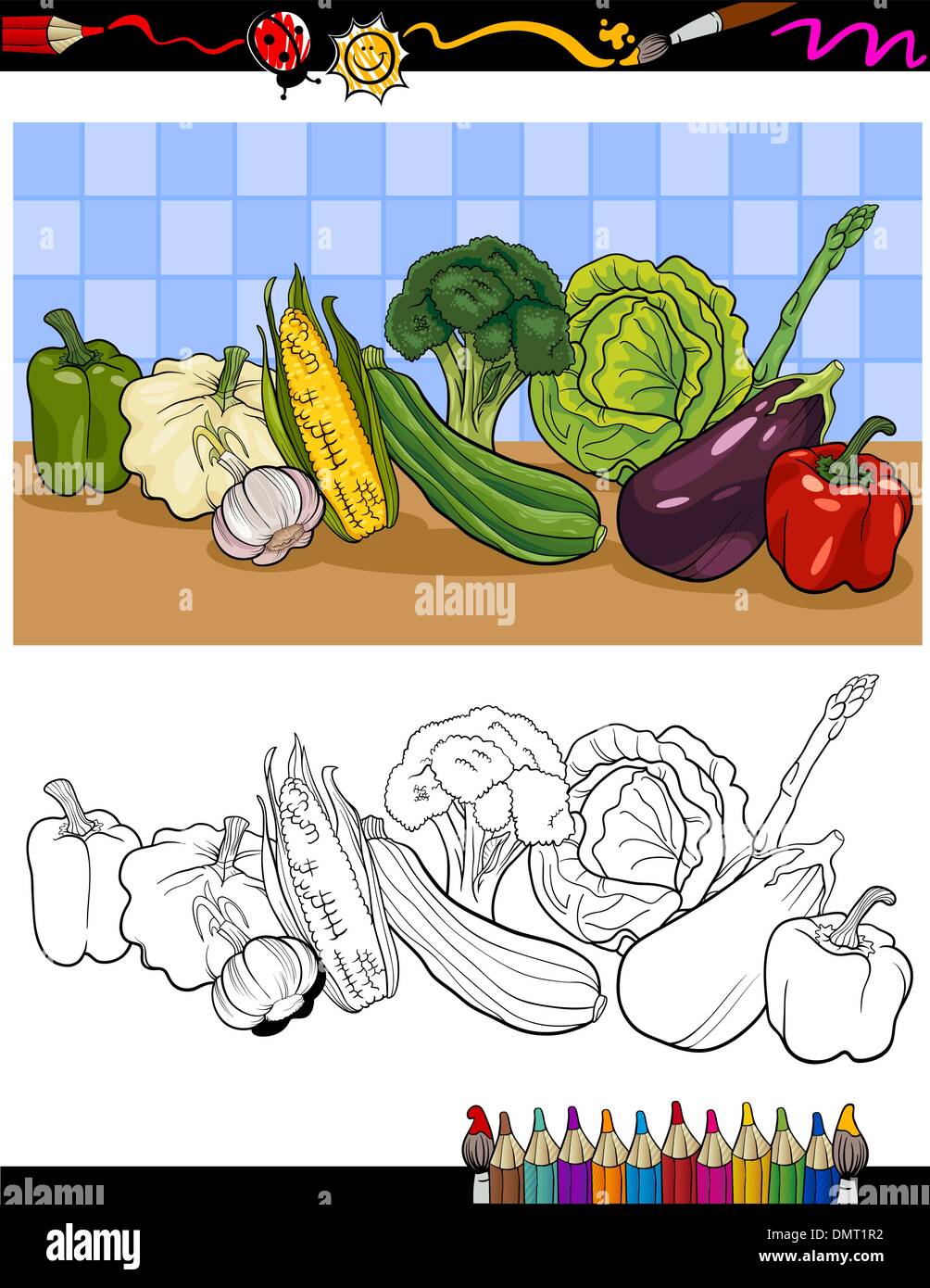 Zucchini vegetable cartoon coloring book hi-res stock photography and ...