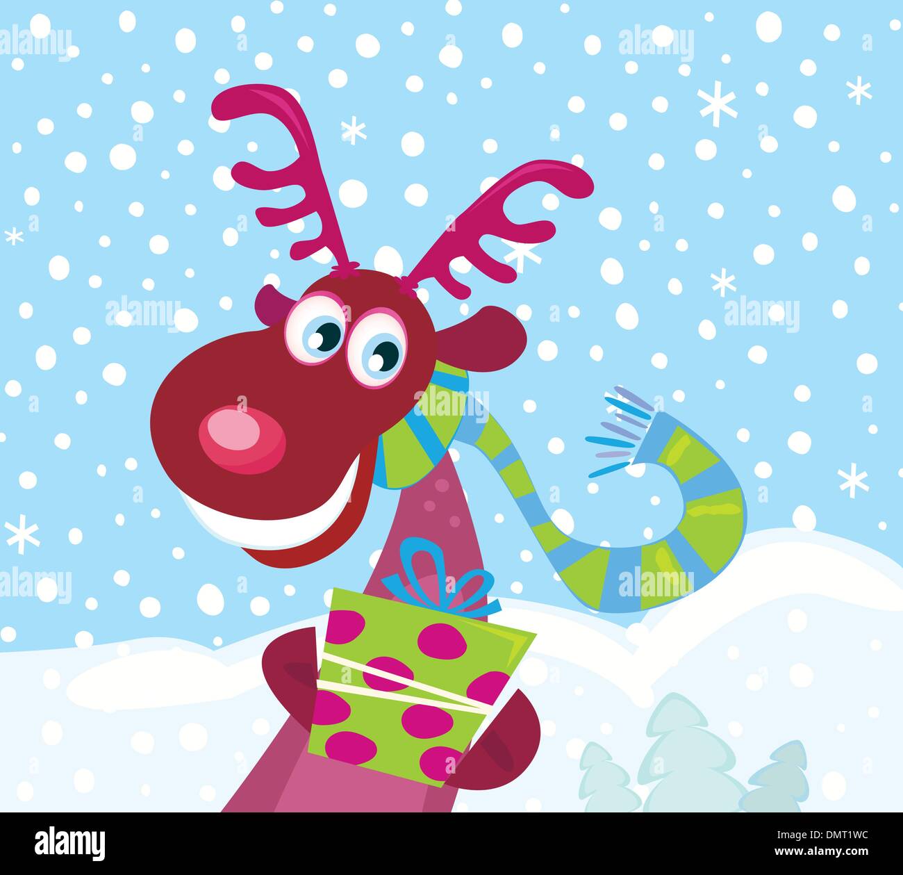 Red-nosed Rudolph on snow Stock Vector Image & Art - Alamy