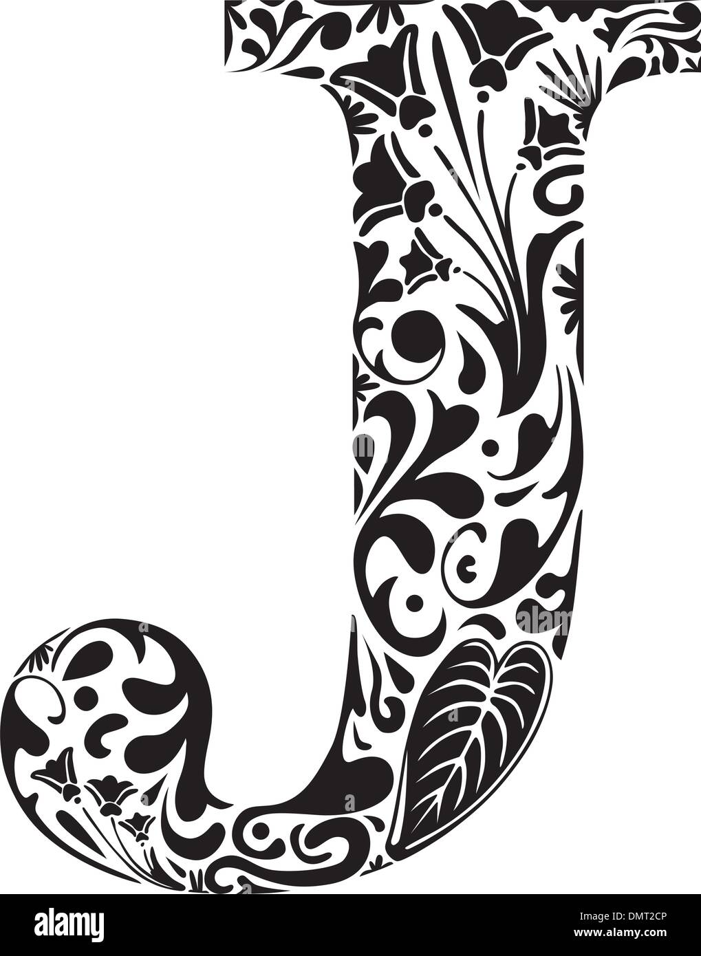 Floral font letter j Stock Vector Images - Alamy