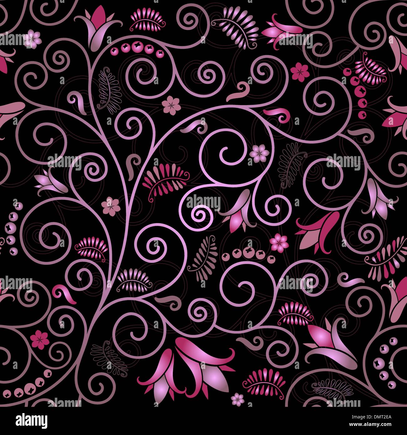 Black floral seamless pattern Stock Vector Image & Art - Alamy