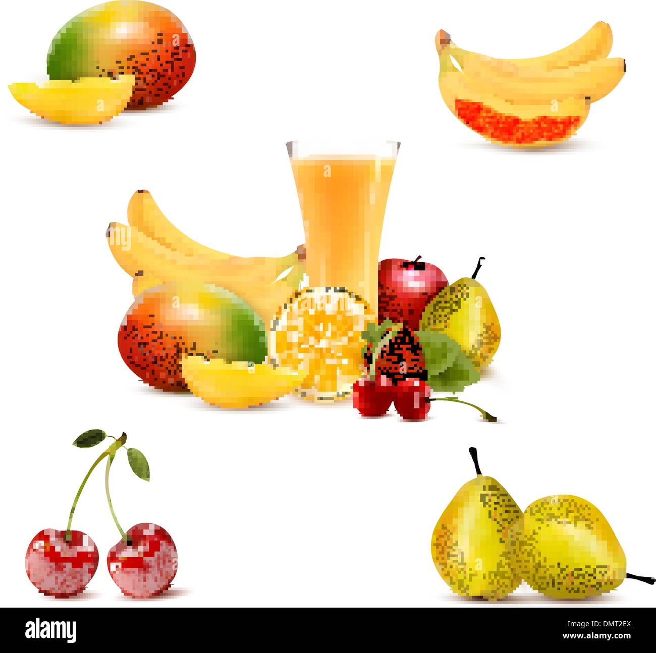 Group of summer and tropical fruit. Vector Stock Vector Image & Art - Alamy