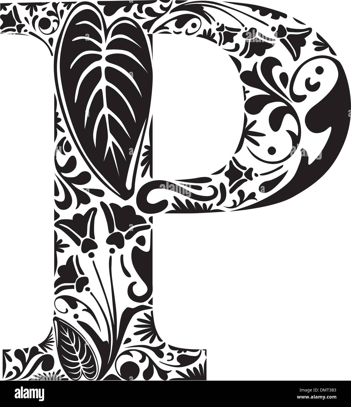 Floral font letter p Stock Vector Images - Alamy